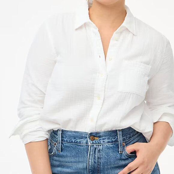 J. Crew Factory | Tops | J Crew Factory White Gauze Shirt | Poshmark